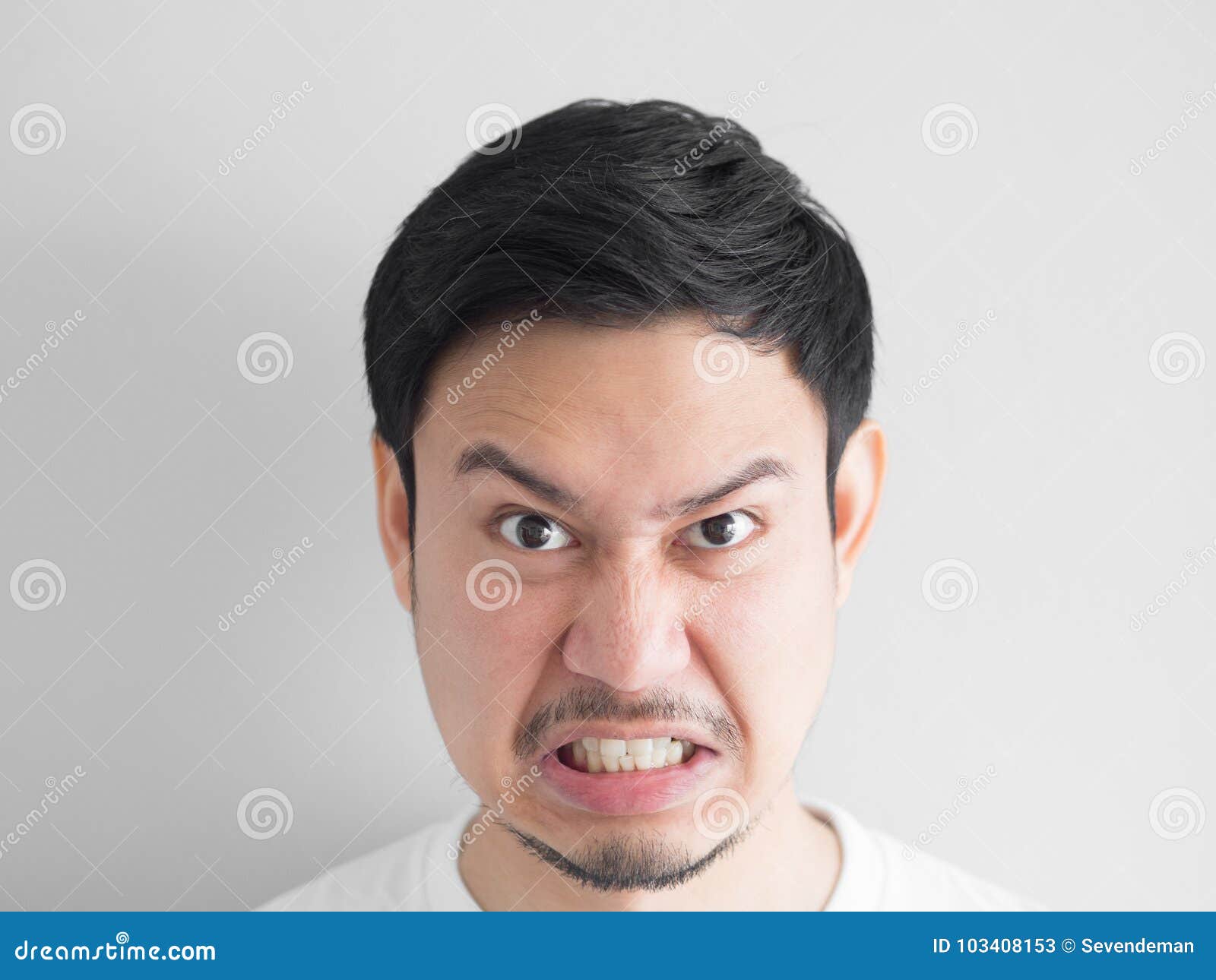 Head Shot of Angry Face Man. Stock Image - Image of isolated, beard ...