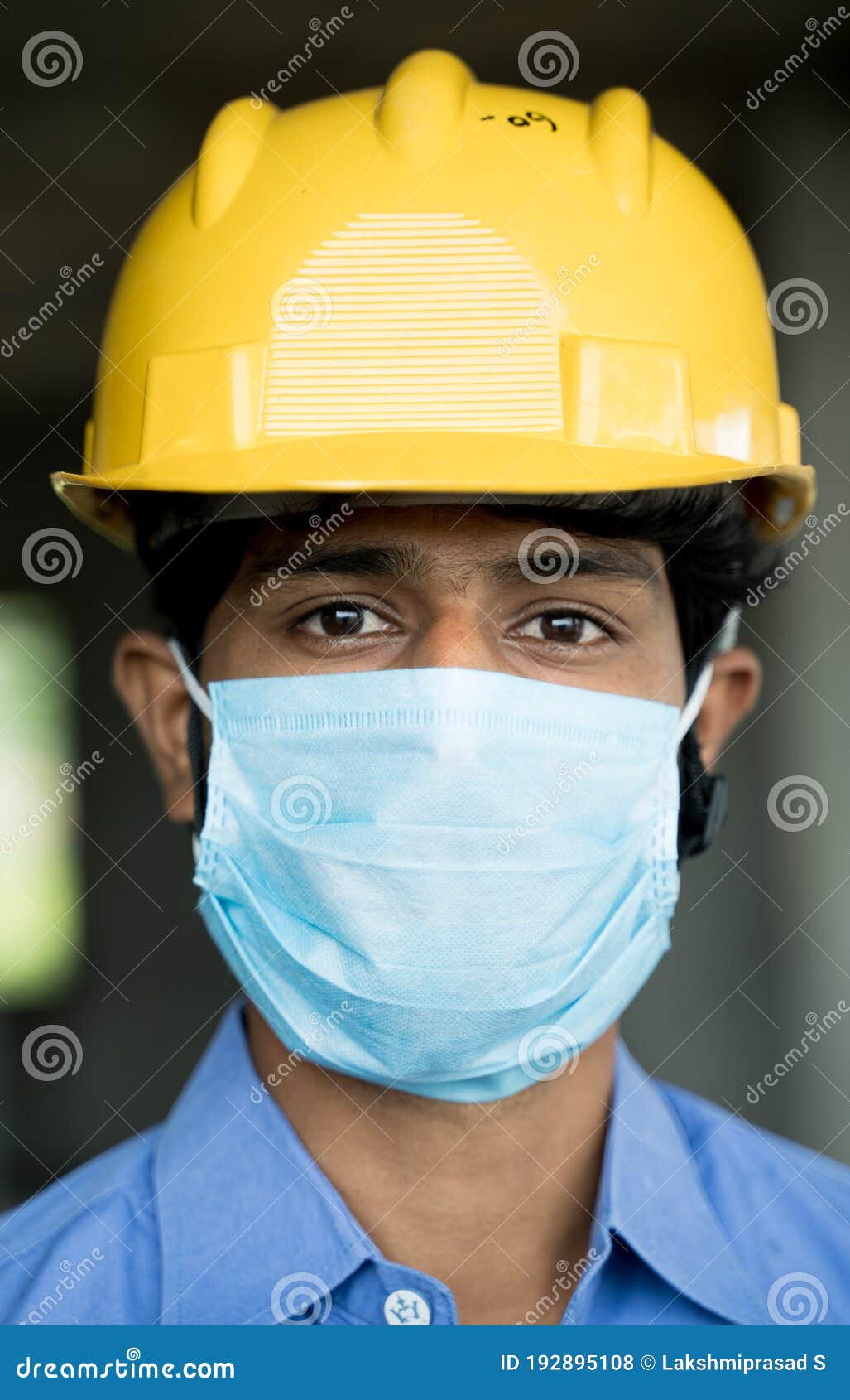 Head Shot of Construction Worker, Reopening of Construction Sites or ...
