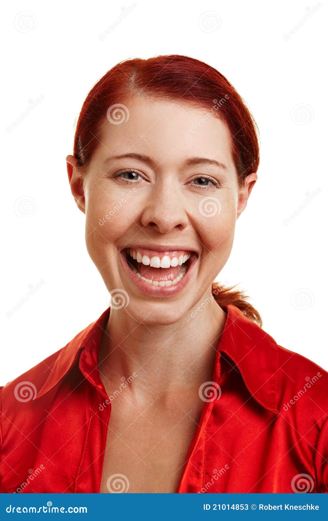 Head Shot of Happy Smiling Woman Stock Image - Image of head, redhaired ...