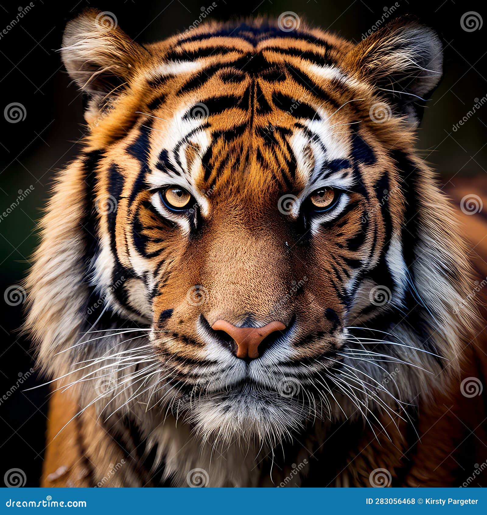 Head Shot Of A Majestic Tiger Looking Directly At Camera Stock Photo ...