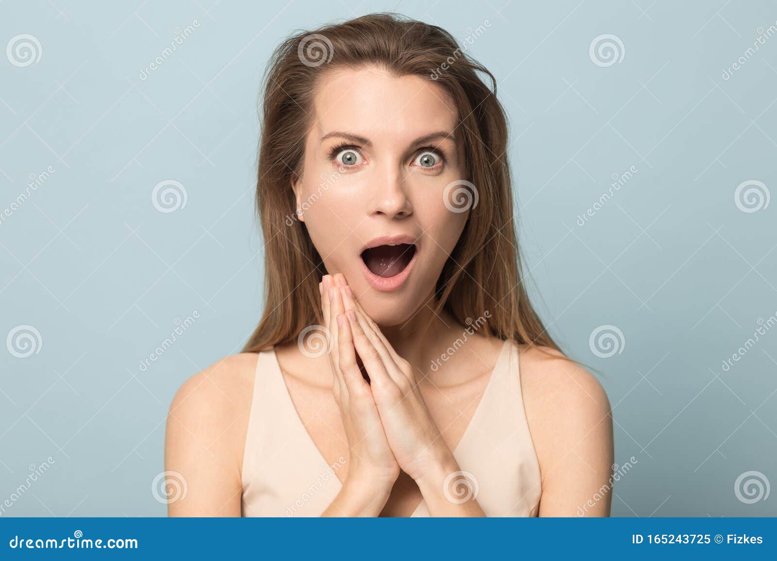Head Shot Portrait Happy Surprised Woman with Open Mouth Stock Image ... Head Shot Portrait Happy Surprised Woman with Open Mouth Stock Image ...