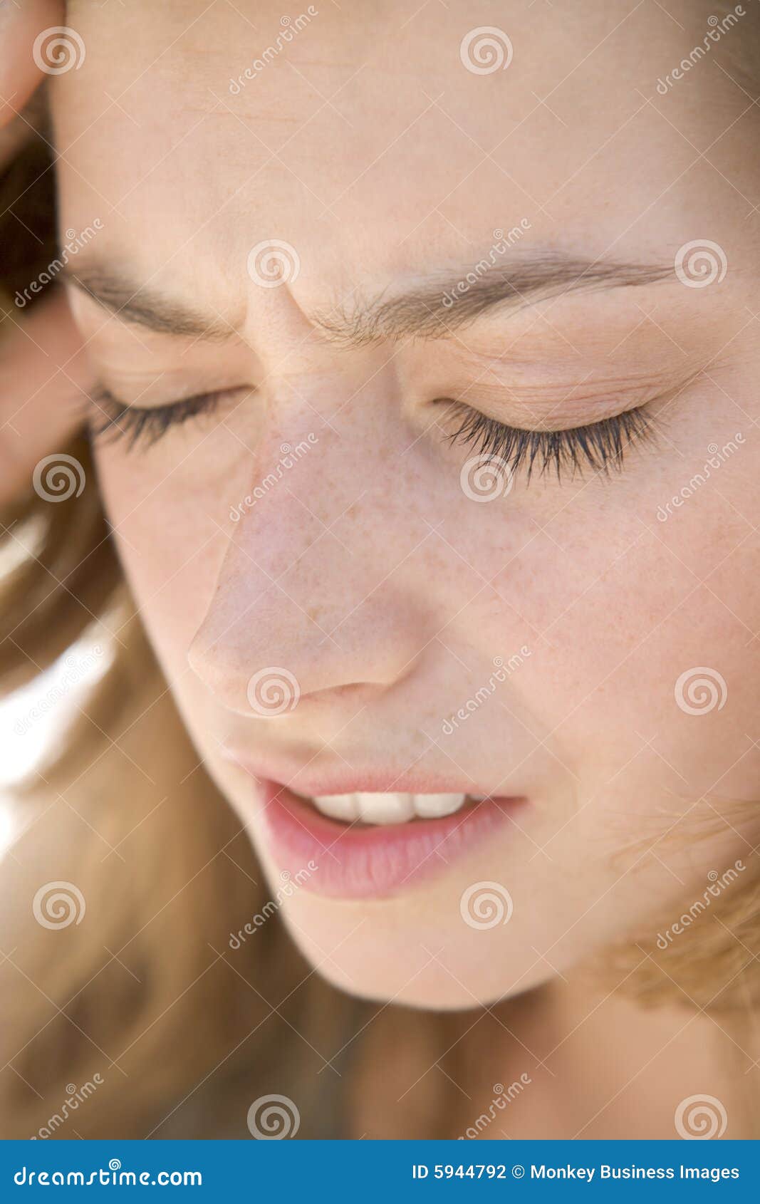 Head Shot of Woman Scowling Stock Photo - Image of cross, headache: 5944792