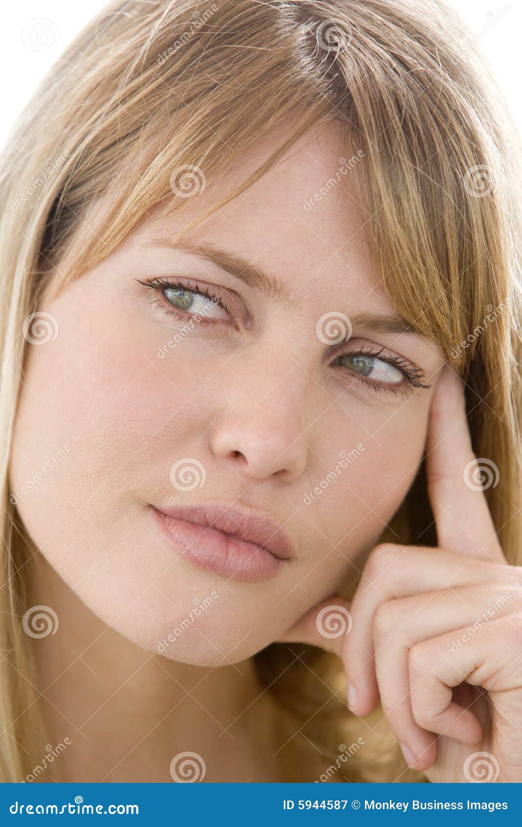 Head Shot of Woman Thinking Stock Image - Image of adults, expression ...