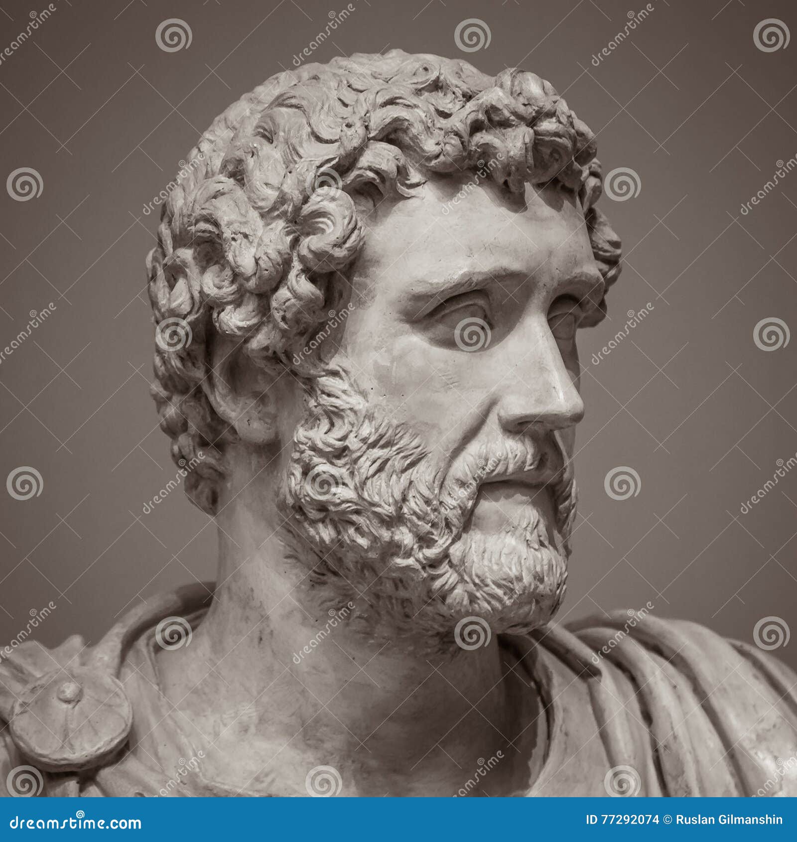 Head and Shoulders Detail of the Ancient Sculpture Stock Photo - Image ...