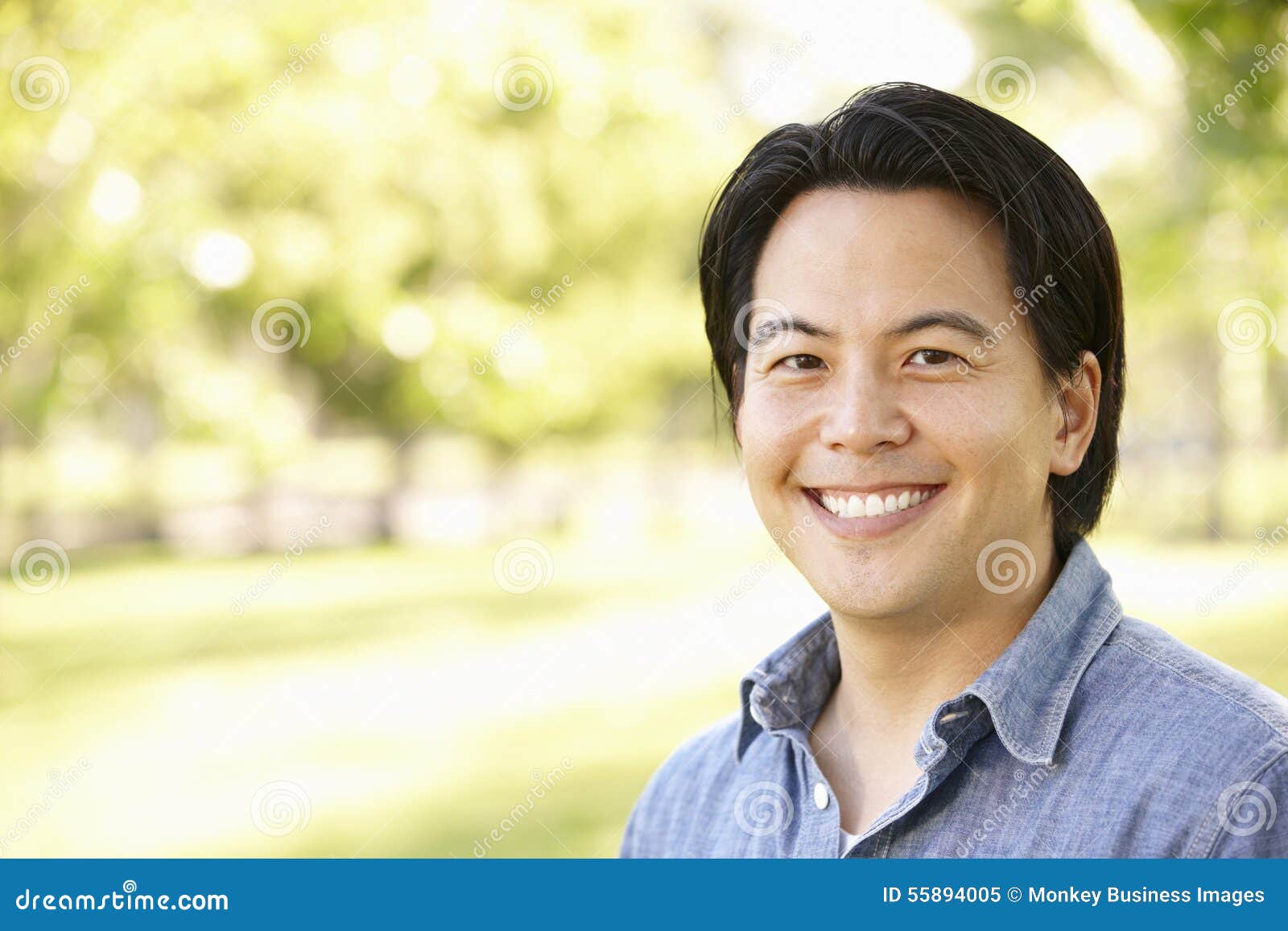 Head and Shoulders Portrait Asian Man Outdoors Stock Image - Image of ...