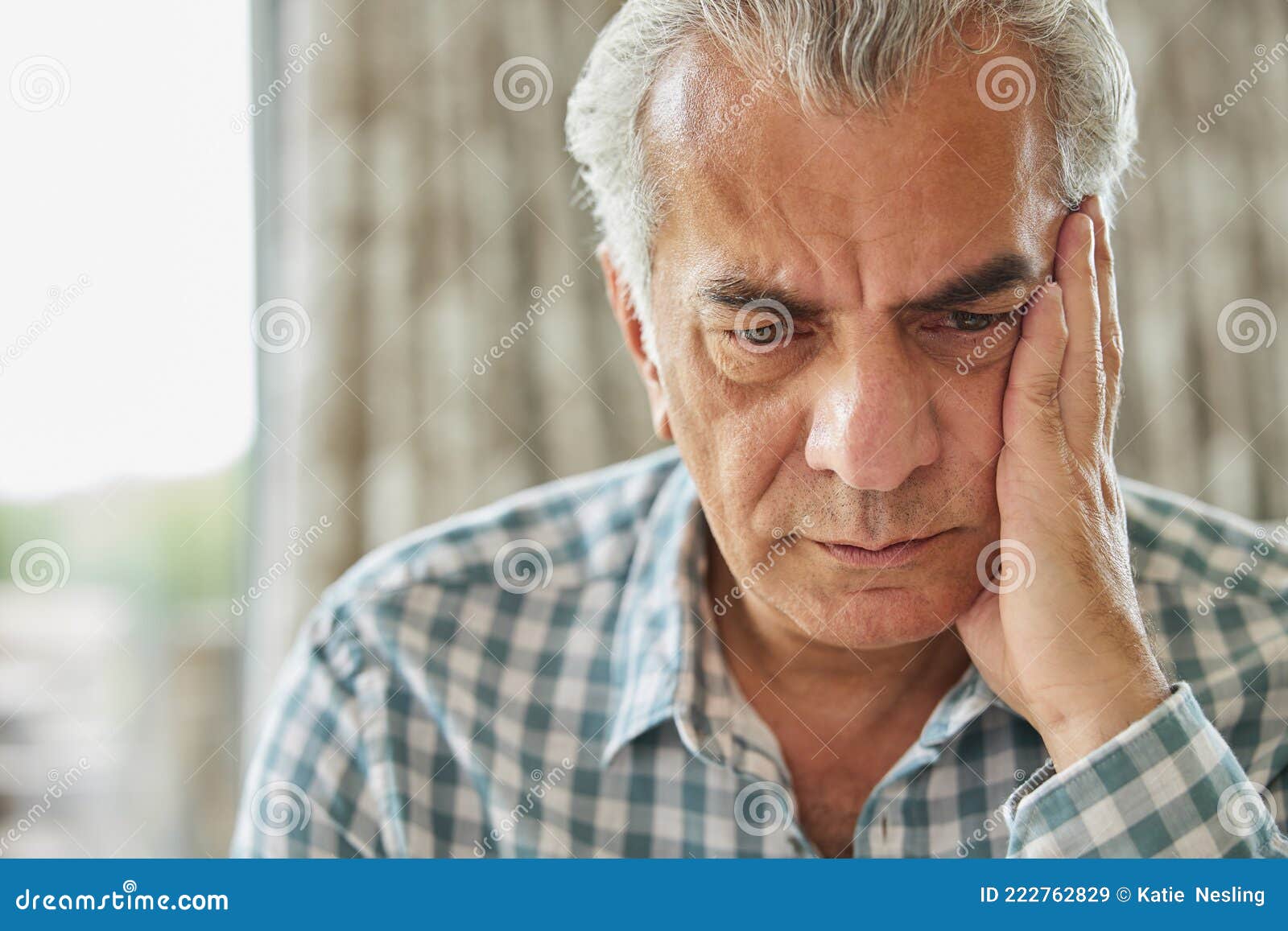 Head and Shoulders Shot of Worried Senior Man at Home Stock Image ...
