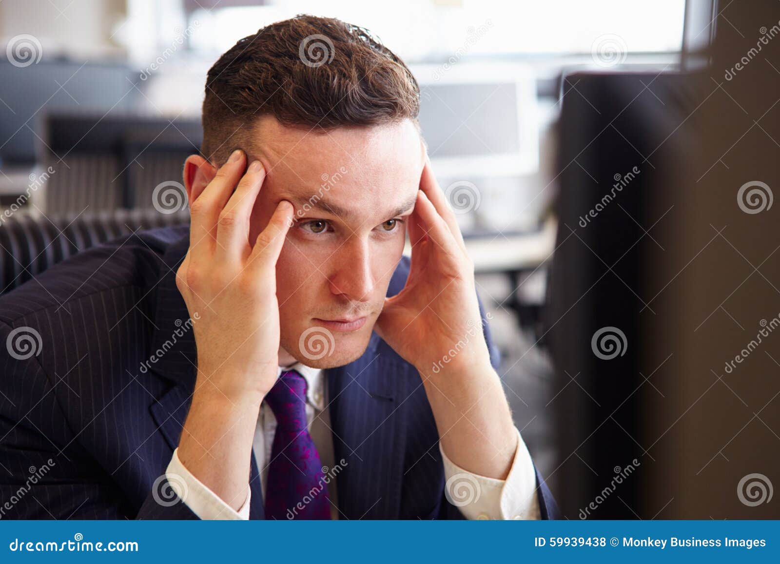 Head and Shoulders of a Young Stressed Businessman, Head in Hands Stock ...