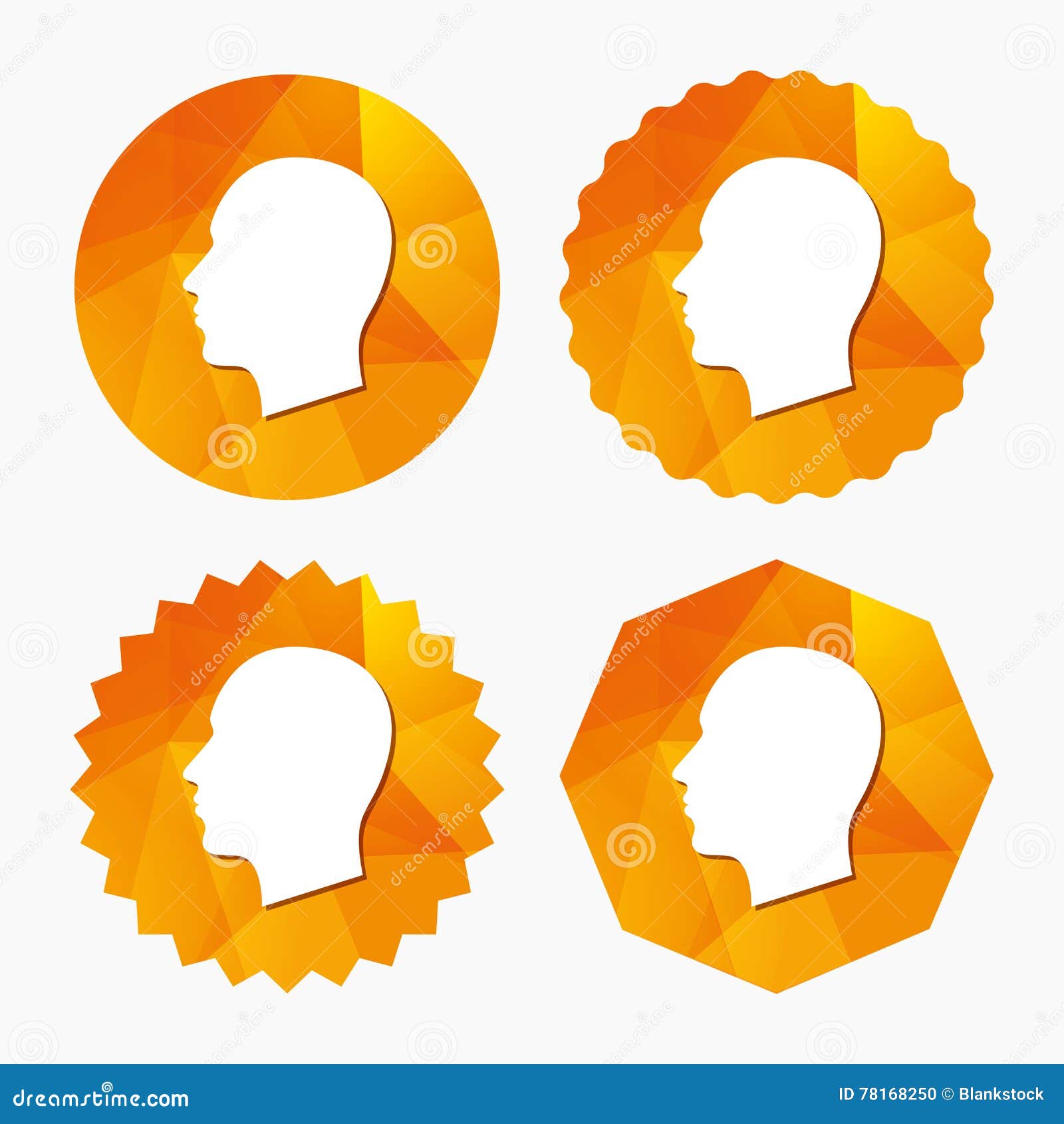 Head Sign Icon. Male Human Head. Stock Vector - Illustration of orange ...