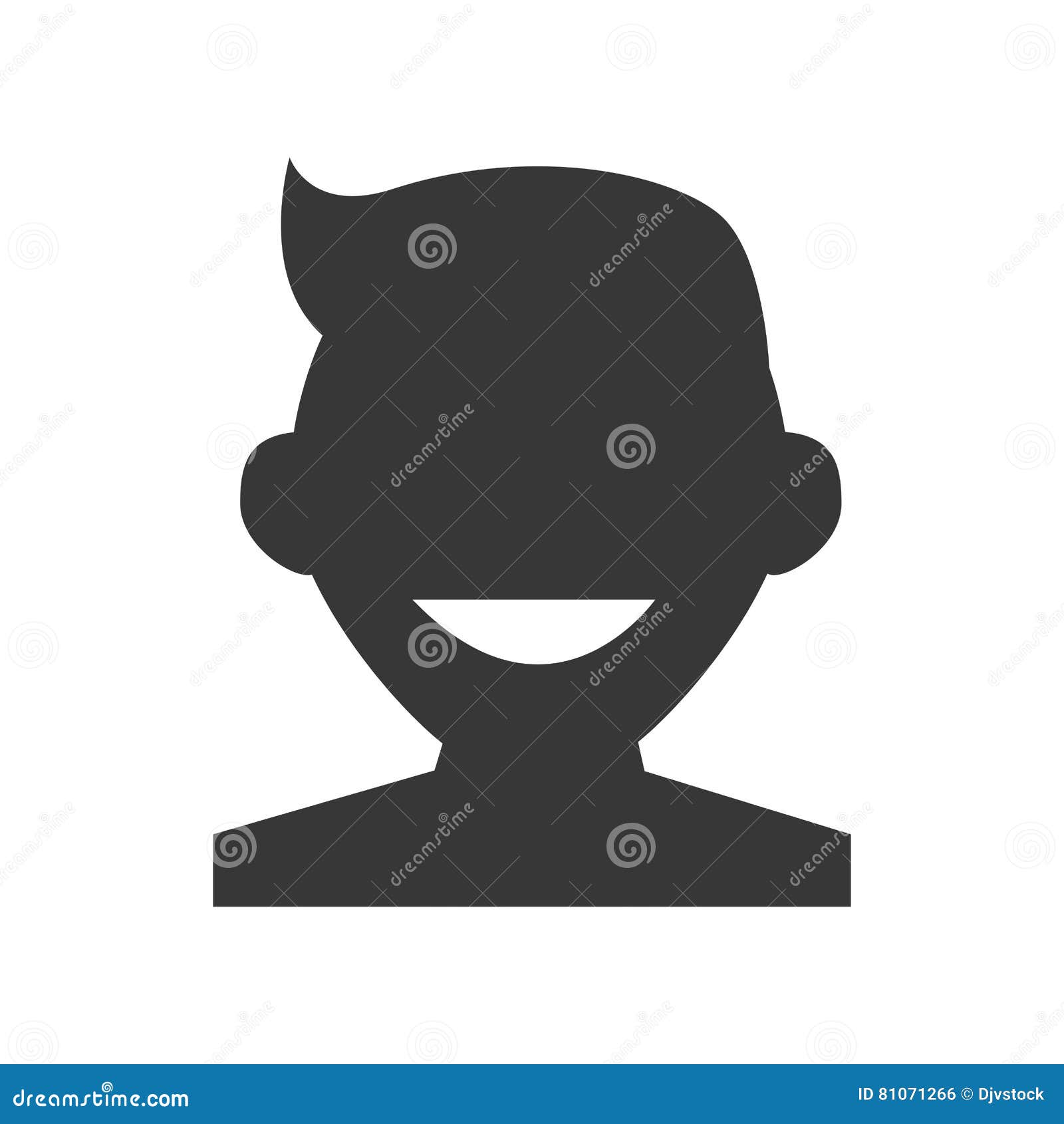 Head Silhouette Boy Front Icon Stock Vector - Illustration of tracing ...