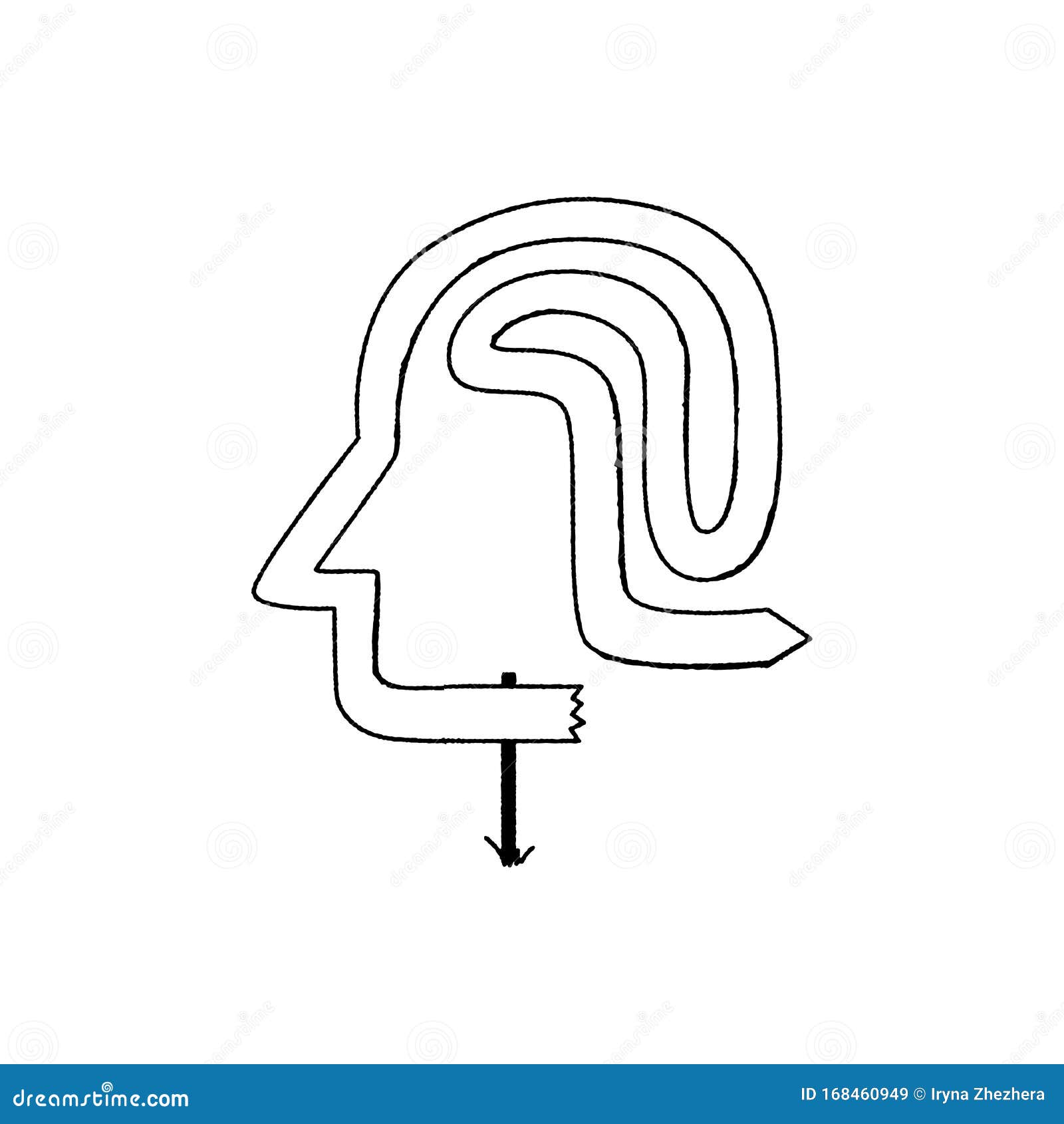 Head Silhouette, Brain, Arrows in Different Directions. Education, Open ...