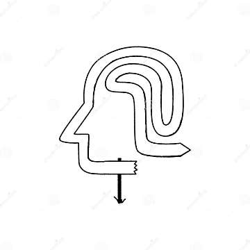 Head Silhouette, Brain, Arrows in Different Directions. Education, Open ...