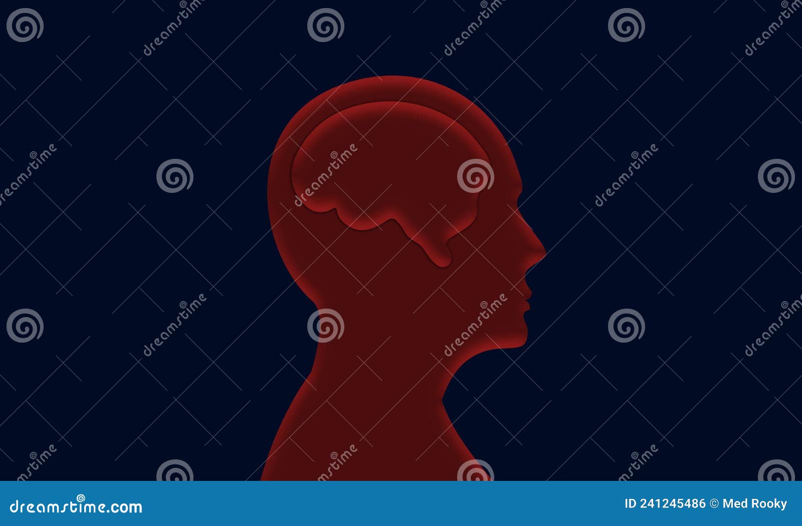 Head Silhouette with Brain Illustration Stock Illustration ...