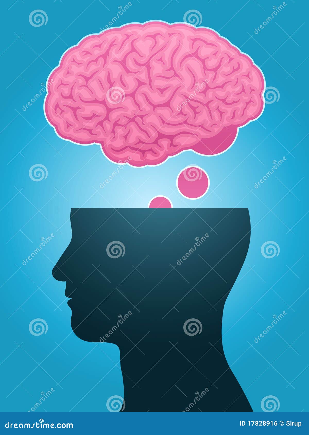 Head Silhouette Brain Thought Stock Vector - Illustration of glow ...