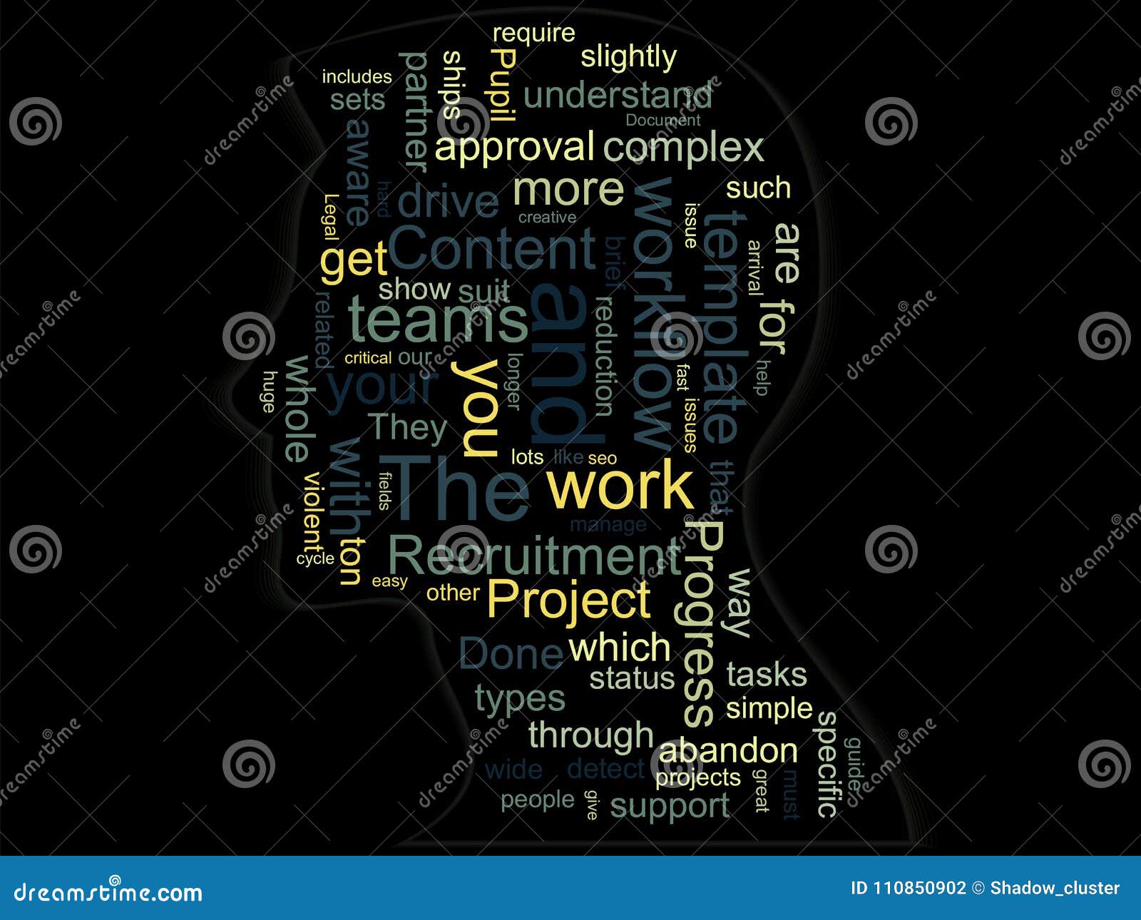 Head Silhouette Made of Words Stock Vector - Illustration of letters ...