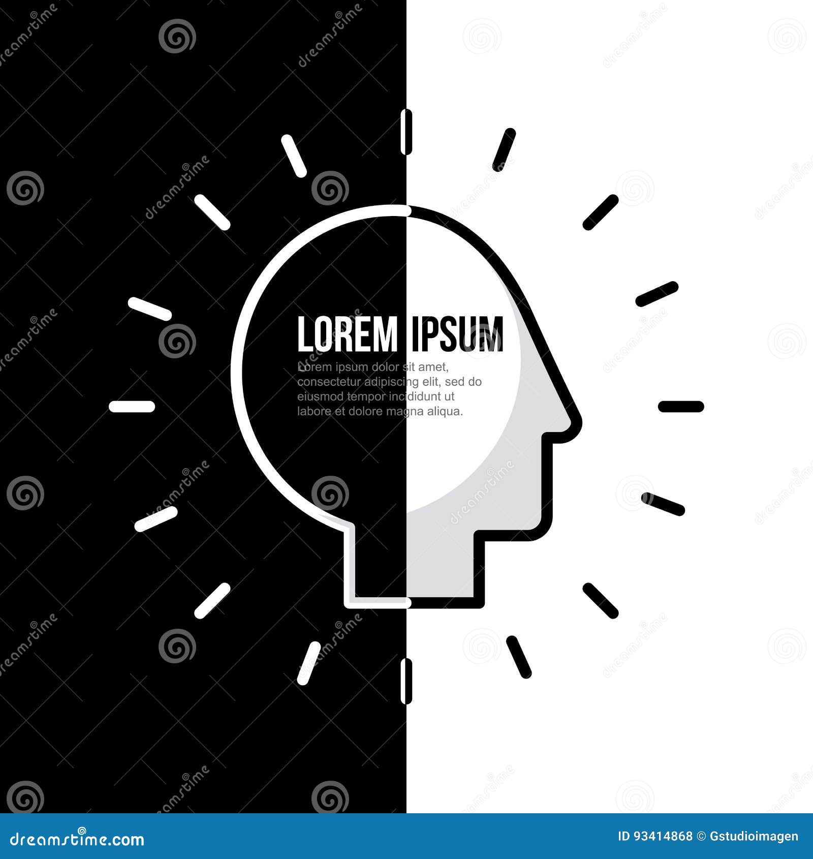 Head silhouette mind stock vector. Illustration of portrait - 93414868