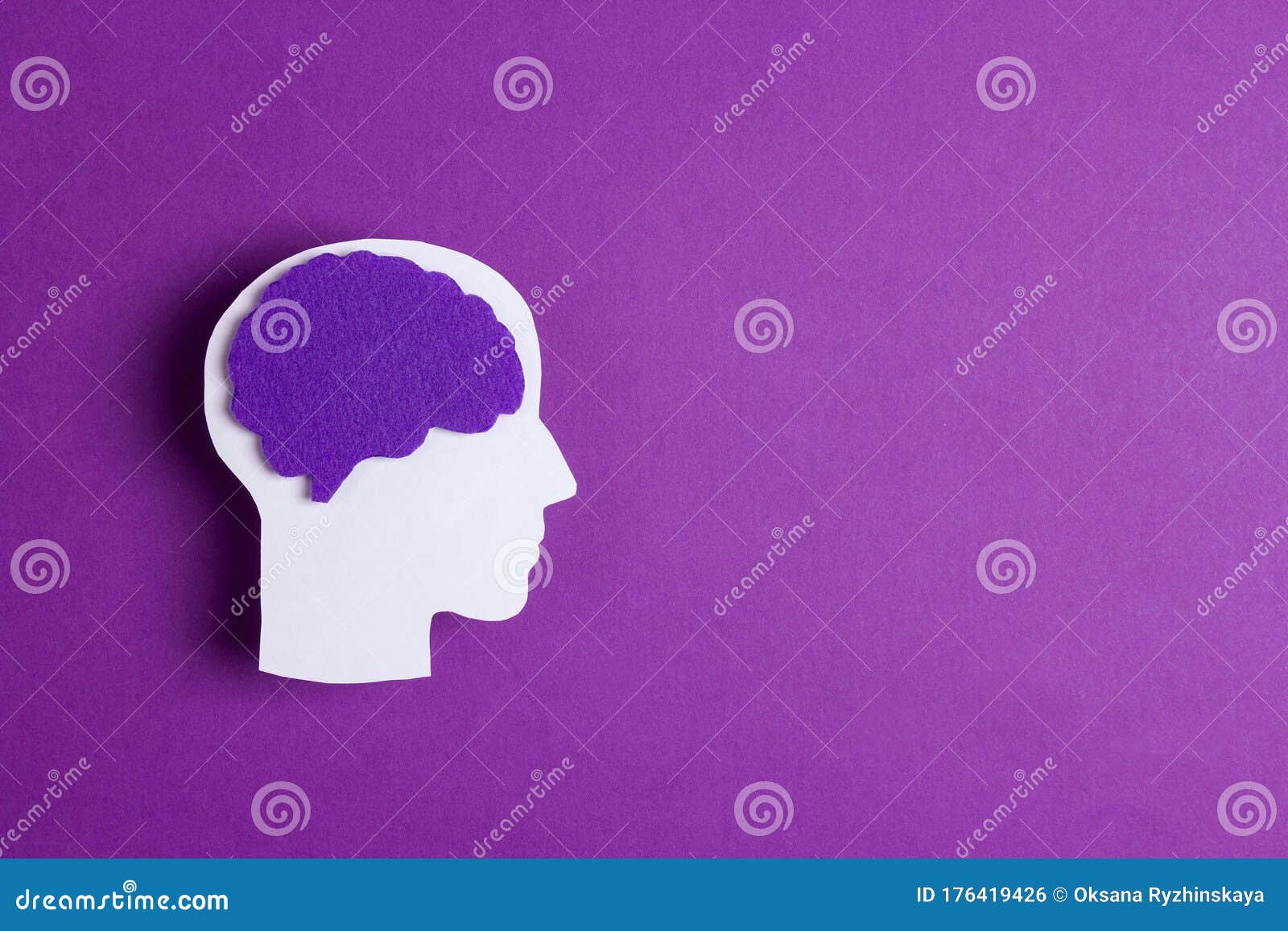 Head Silhouette With A Purple Brain On Purple Background. Royalty-Free ...