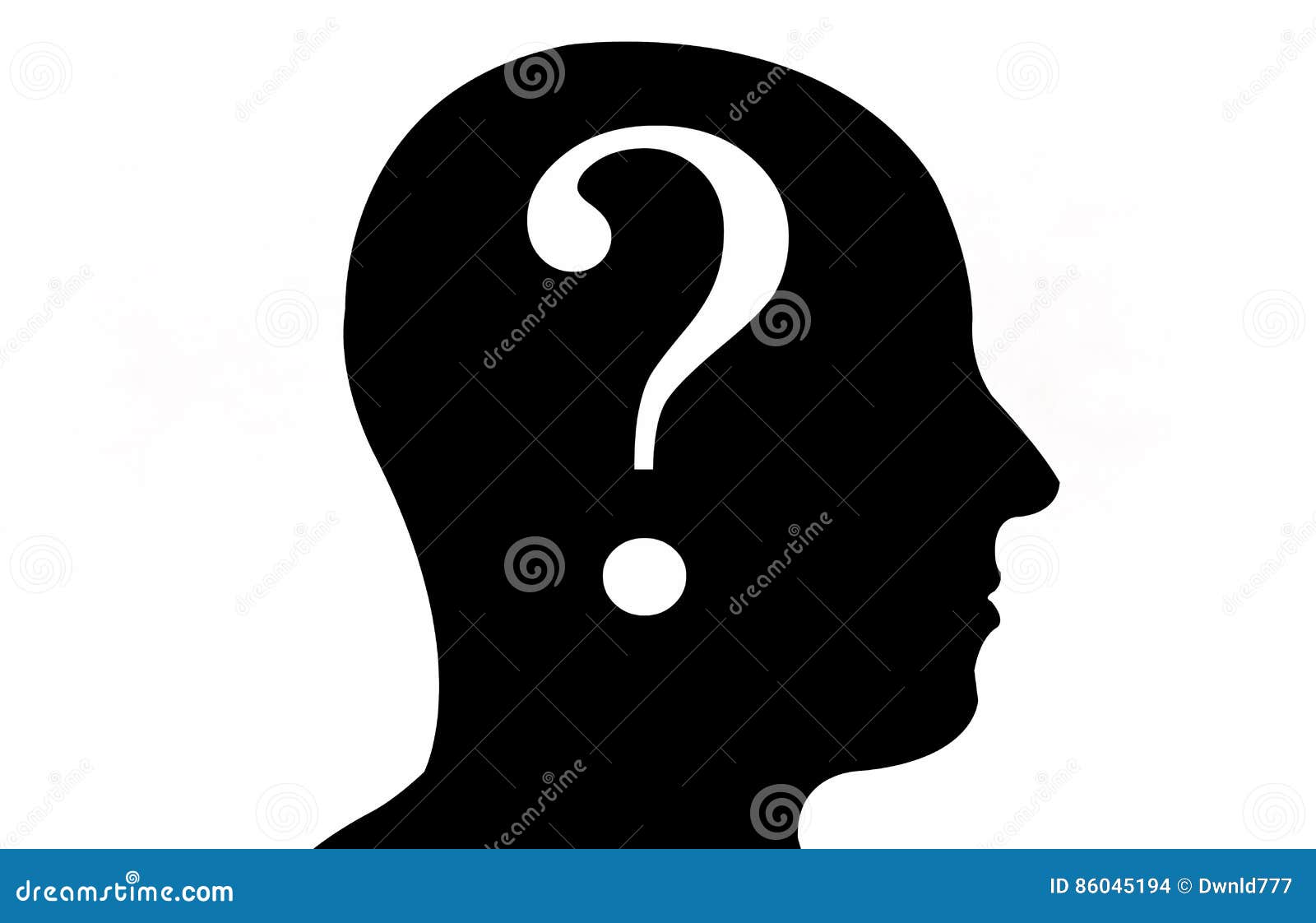 Head Silhouette with Question Mark Stock Illustration - Illustration of ...