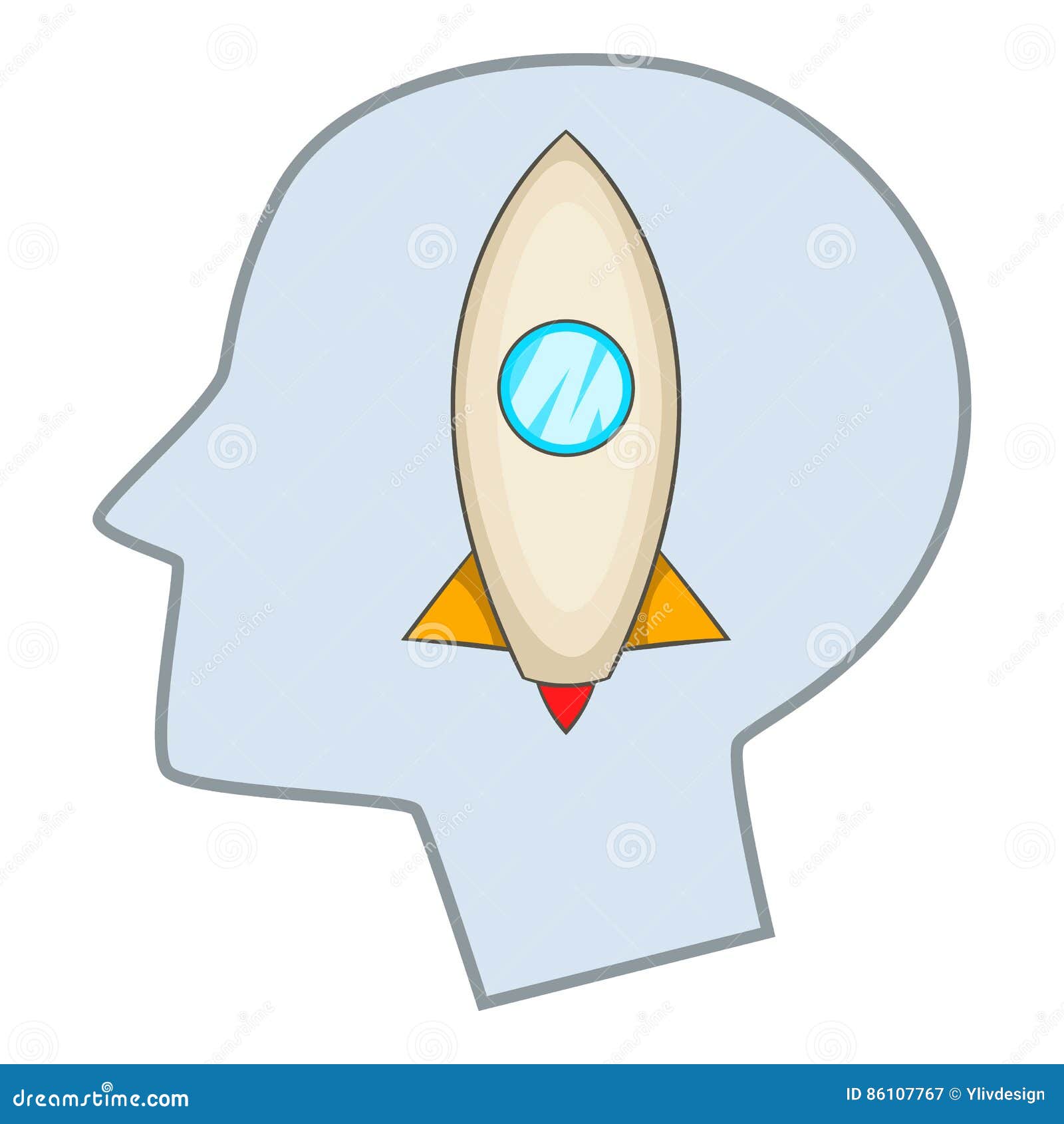 Head Silhouette With Rocket Inside Icon Cartoon Vector | CartoonDealer ...