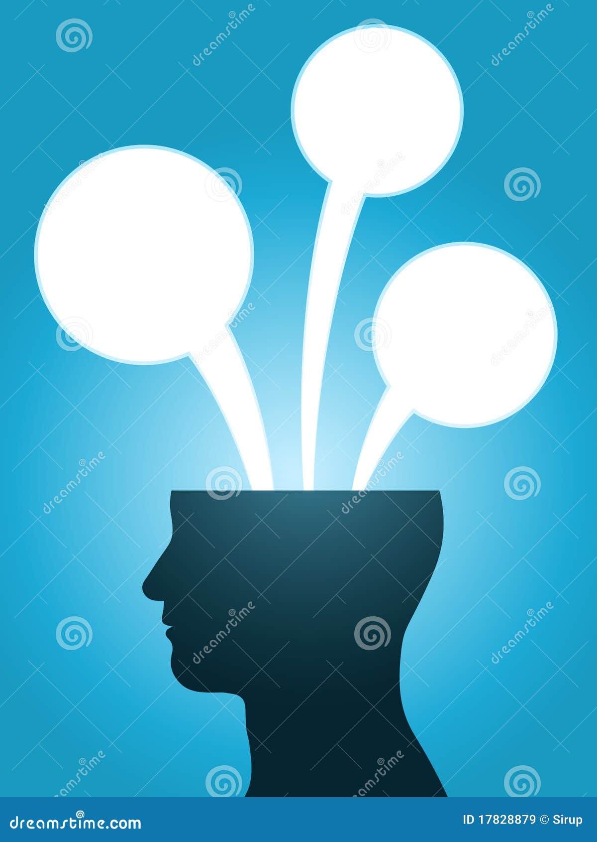Head Silhouette Speech Bubble Thoughts Stock Vector - Illustration of ...