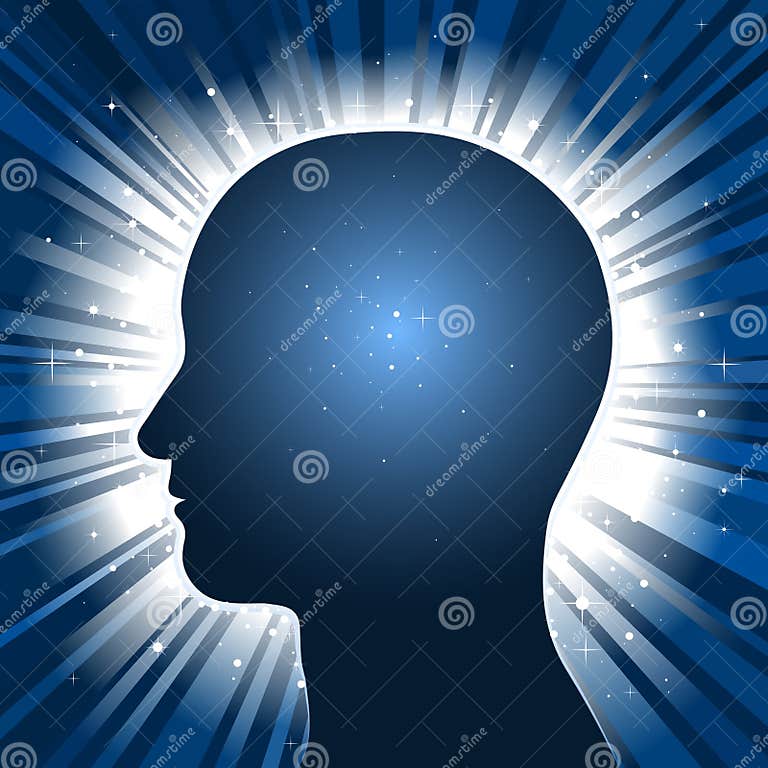 Head Silhouette with Star Burst Background Stock Vector - Illustration ...