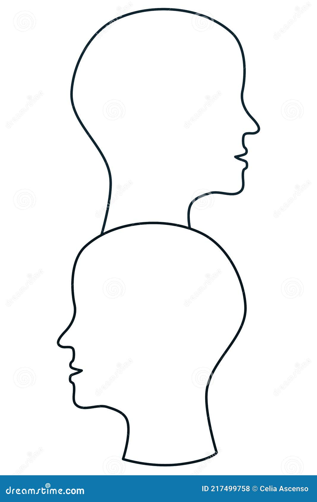 Stacked Empty Heads Silhouette Stock Illustration - Illustration of ...
