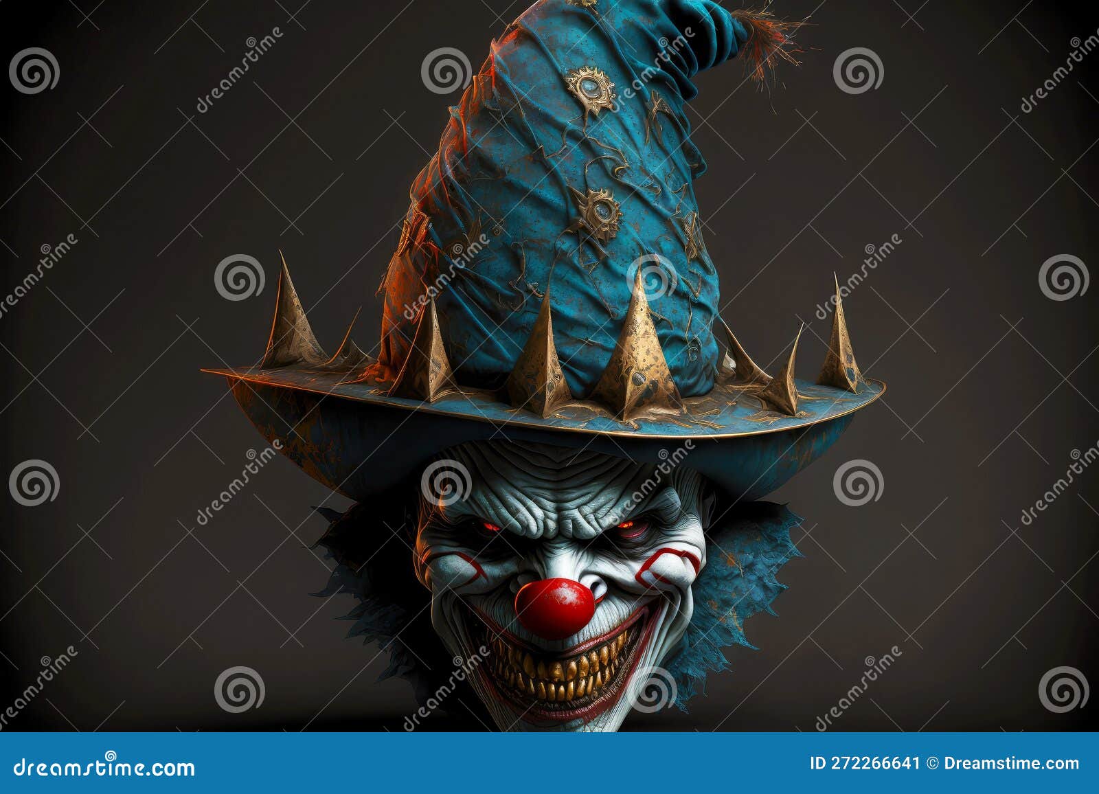 Head of Sleeping Creepy Clown with Sharp Teeth in Large Cap Stock Image ...