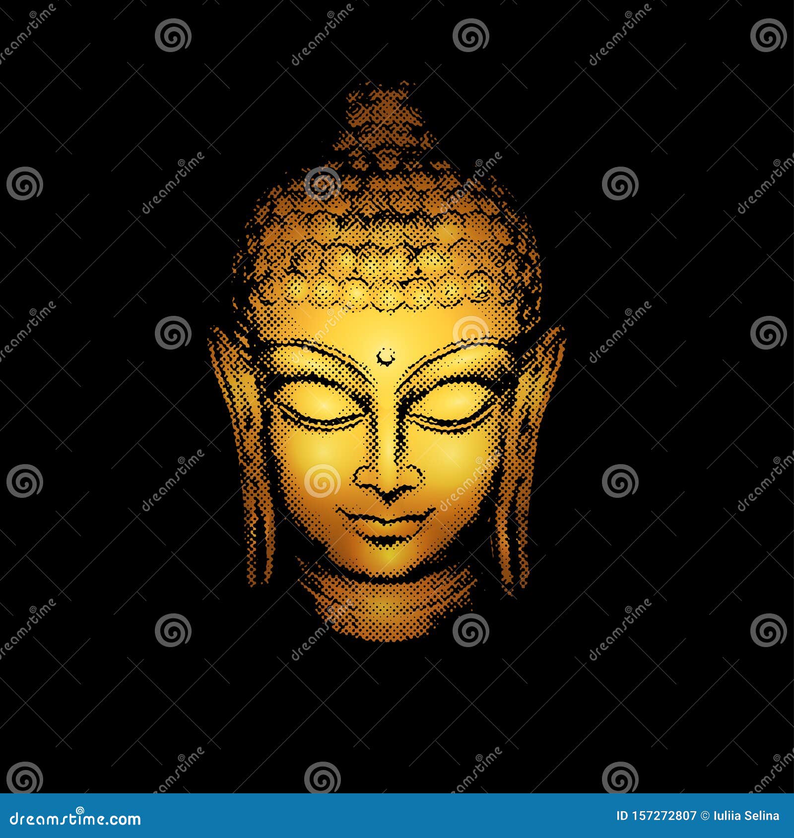 Head Smiling Buddha stock vector. Illustration of energy - 157272807