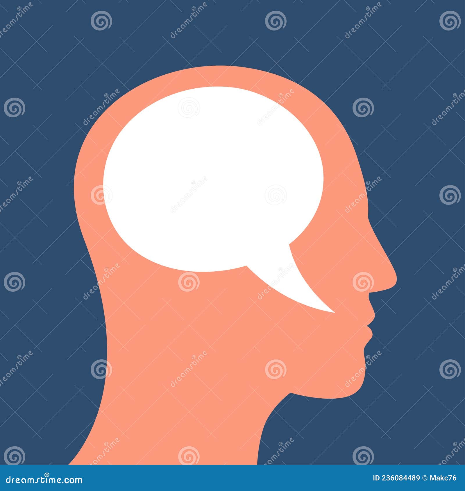 Head with Speech Bubble Inside. Icon Thinking Man Stock Vector ...