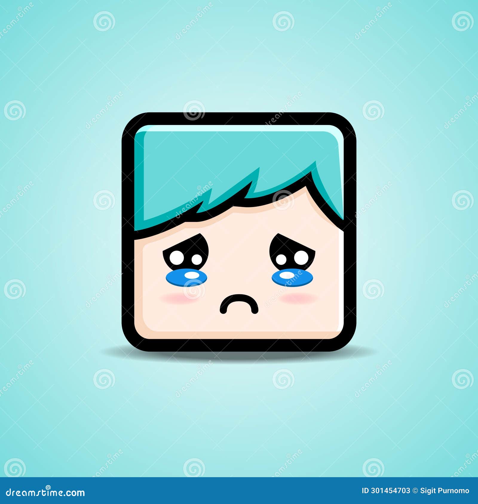 Head Square Avatar Cute Character Stock Vector - Illustration of square ...