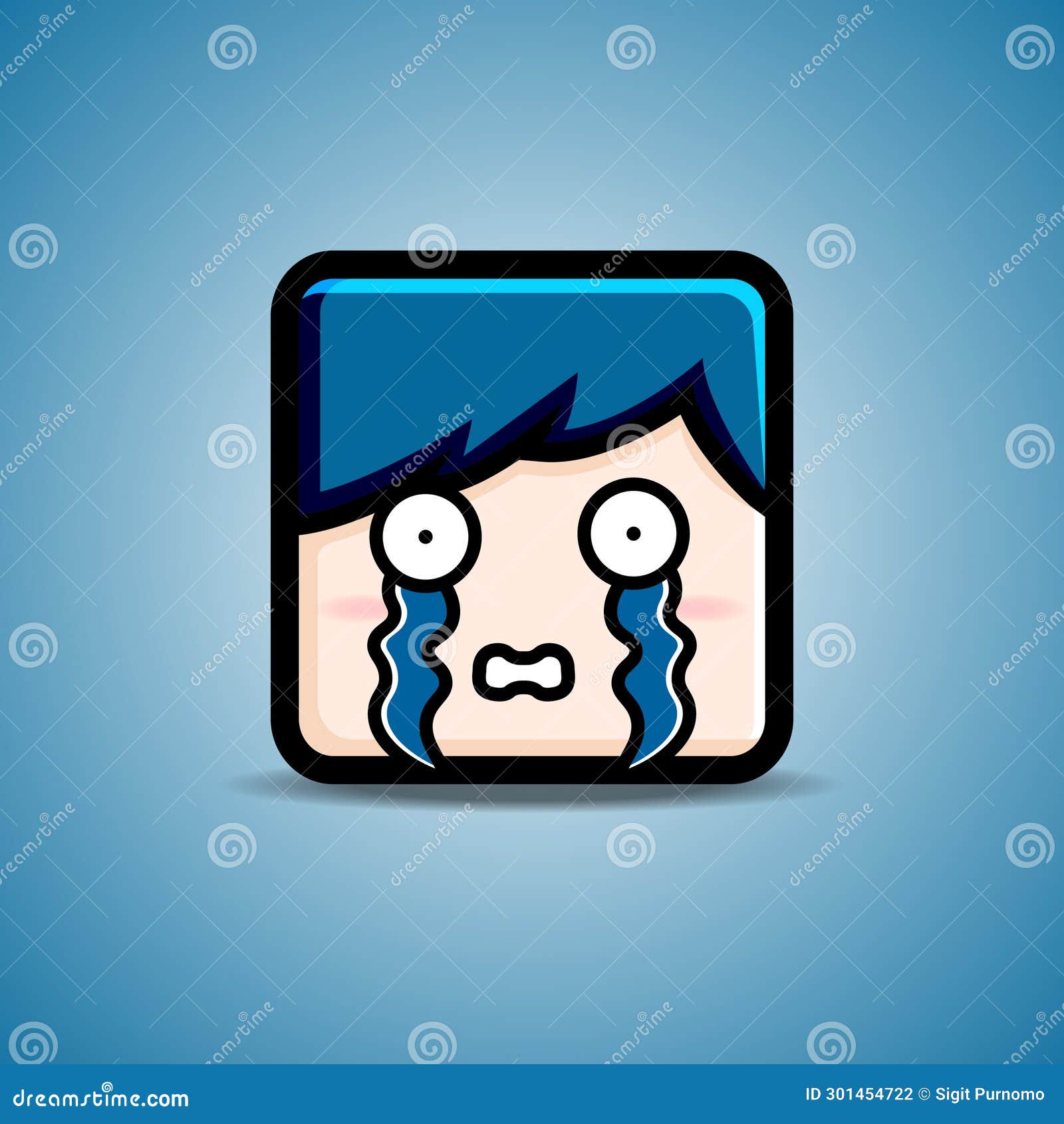 Head Square Avatar Cute Character Stock Vector - Illustration of design ...