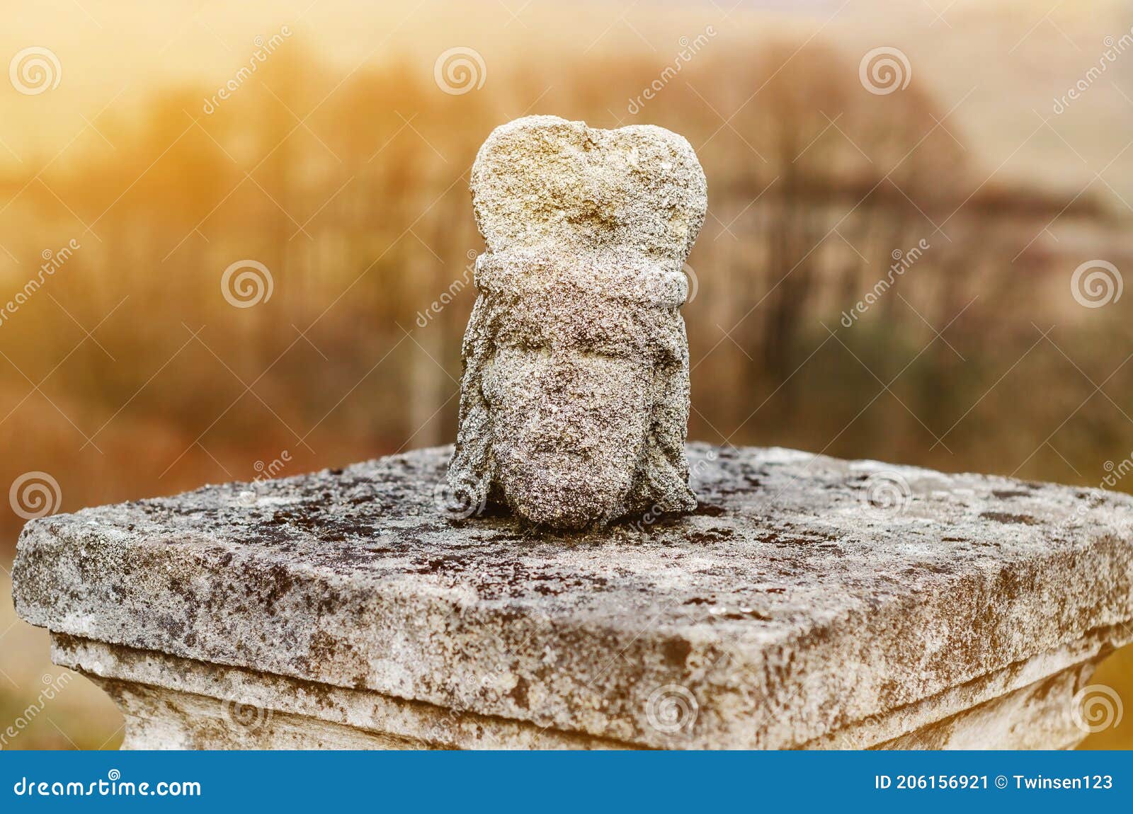 Head of the Statue is Broken Off from the Torso on a Pedestal in the ...