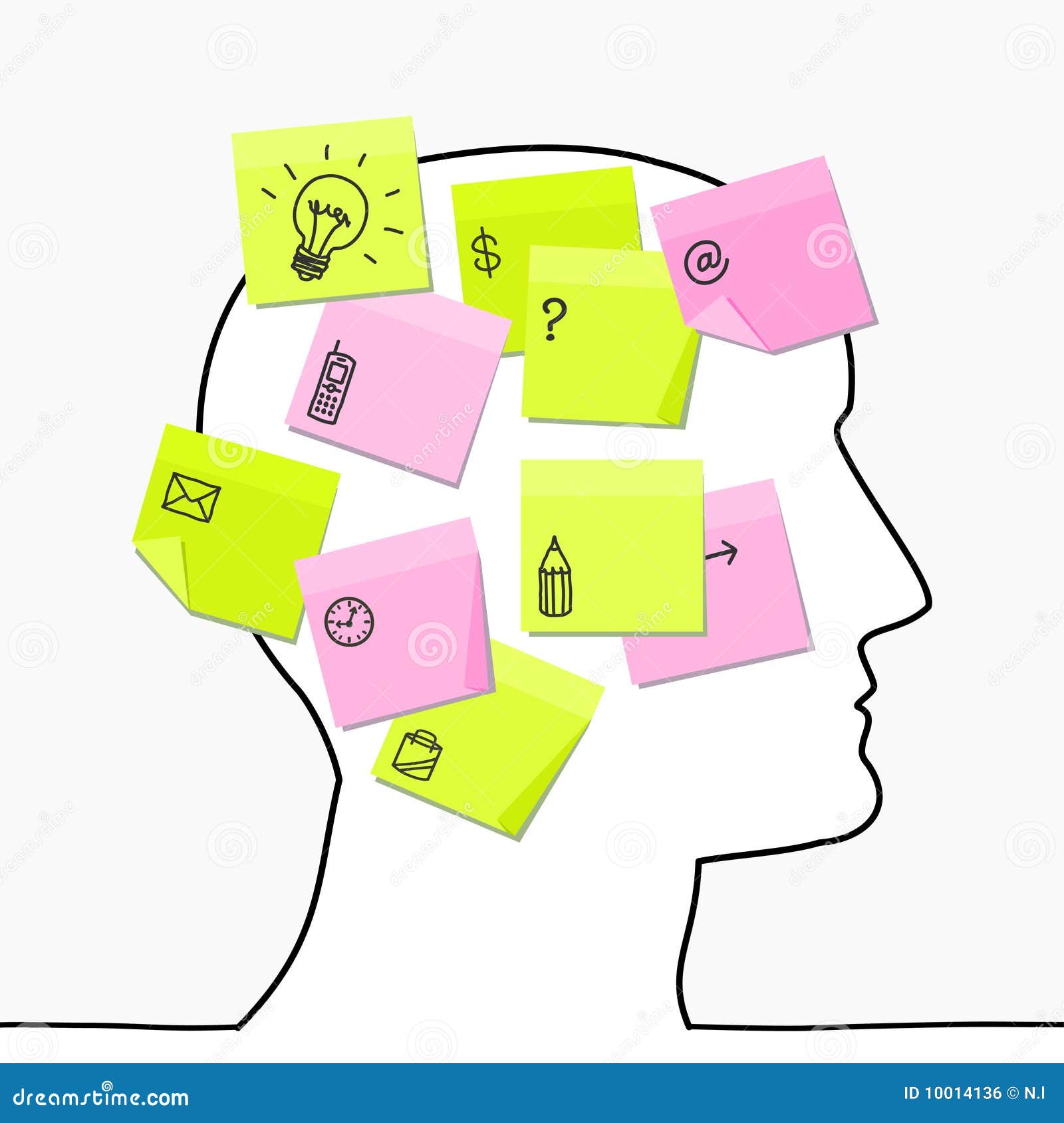 Head & sticky notes stock vector. Illustration of mall - 10014136