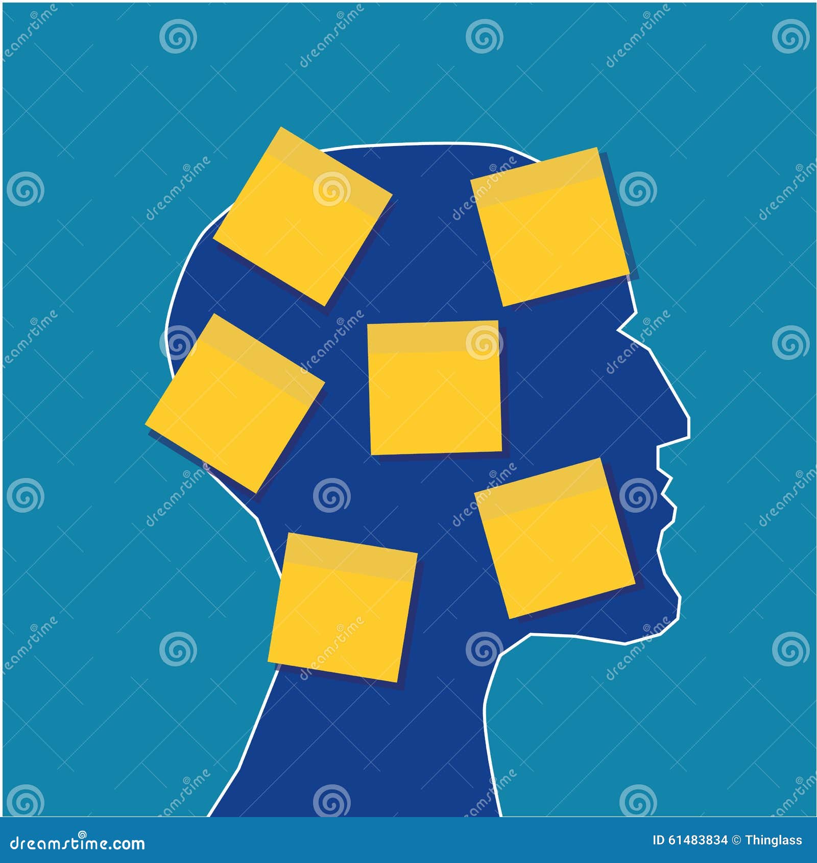 Head and Sticky Notes stock vector. Illustration of remember - 61483834