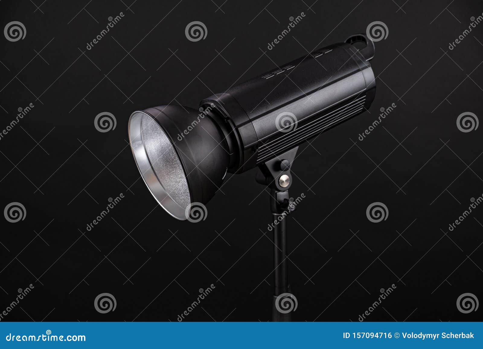 Head of Studio Flash Strobe Lamp Light. Side View Professional Studio ...