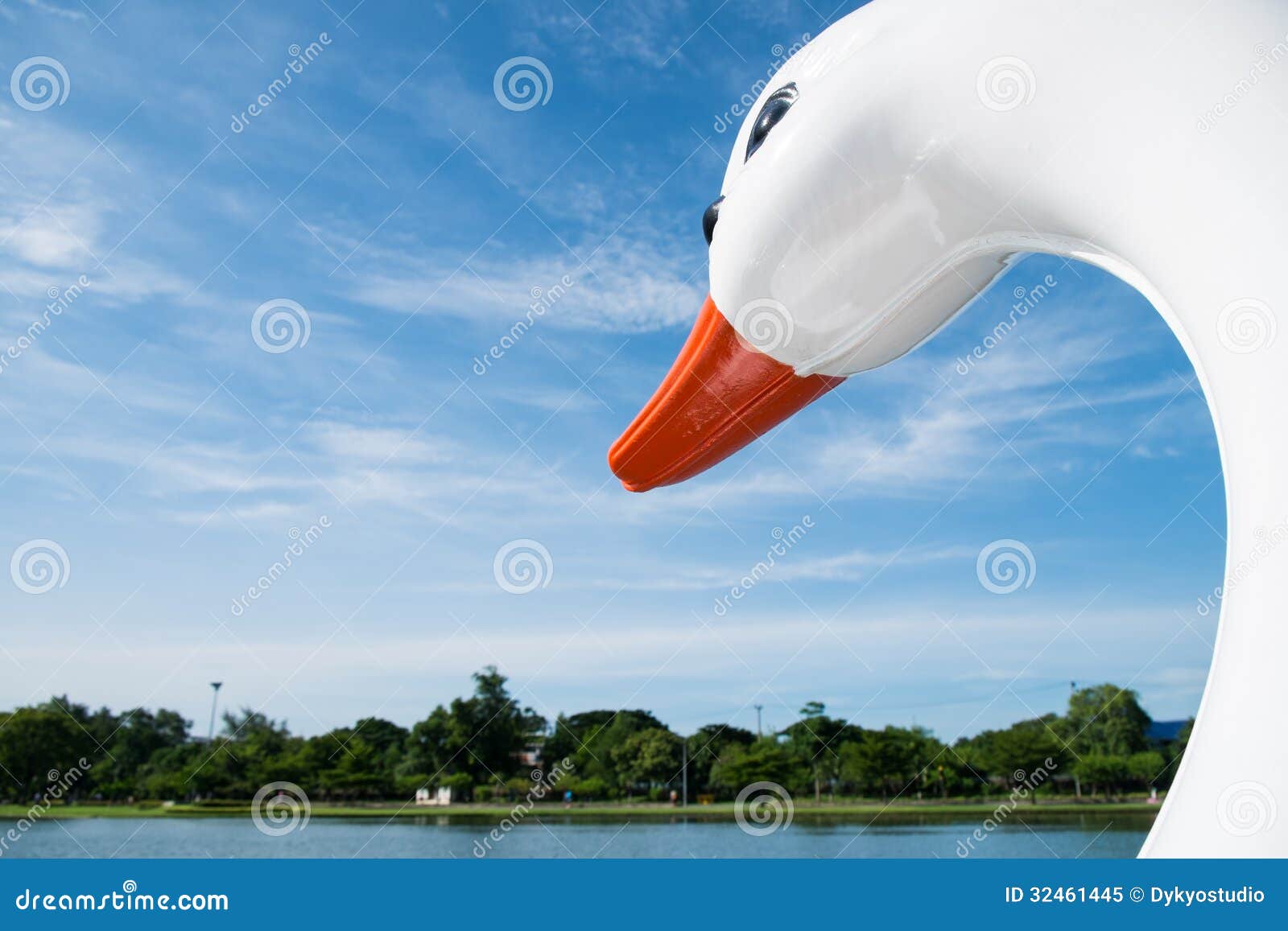 Swan Boat Floating In Lake Water Cycle Leisure Activity In Park Stock ...