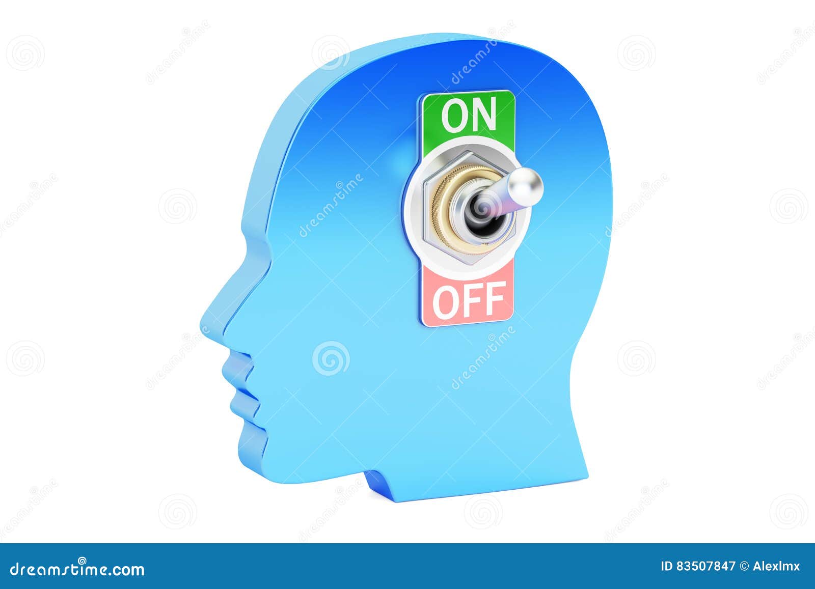 Head with Switch on-off, 3D Rendering Stock Illustration - Illustration ...