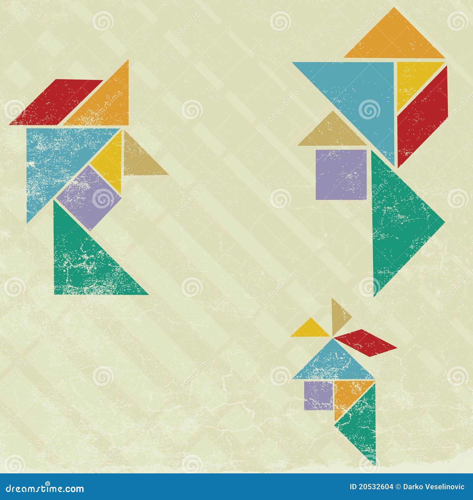 Tangram Set Creative Art Of Colorful Animal Shapes Vector Illustration ...