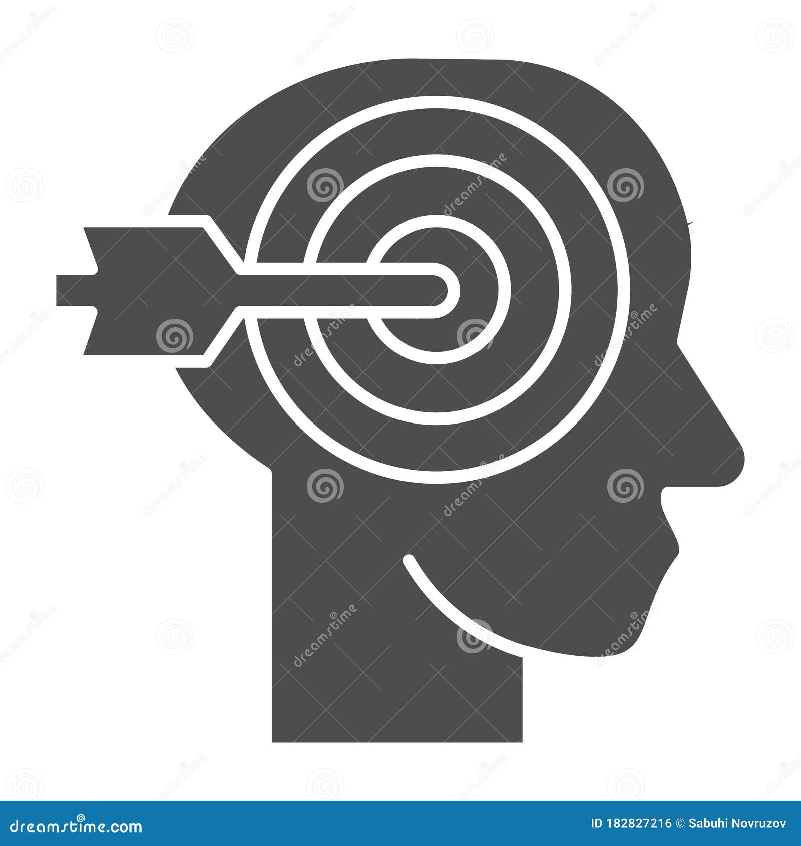 Head with Target and Arrow Solid Icon. Personal Targeting with Human ...