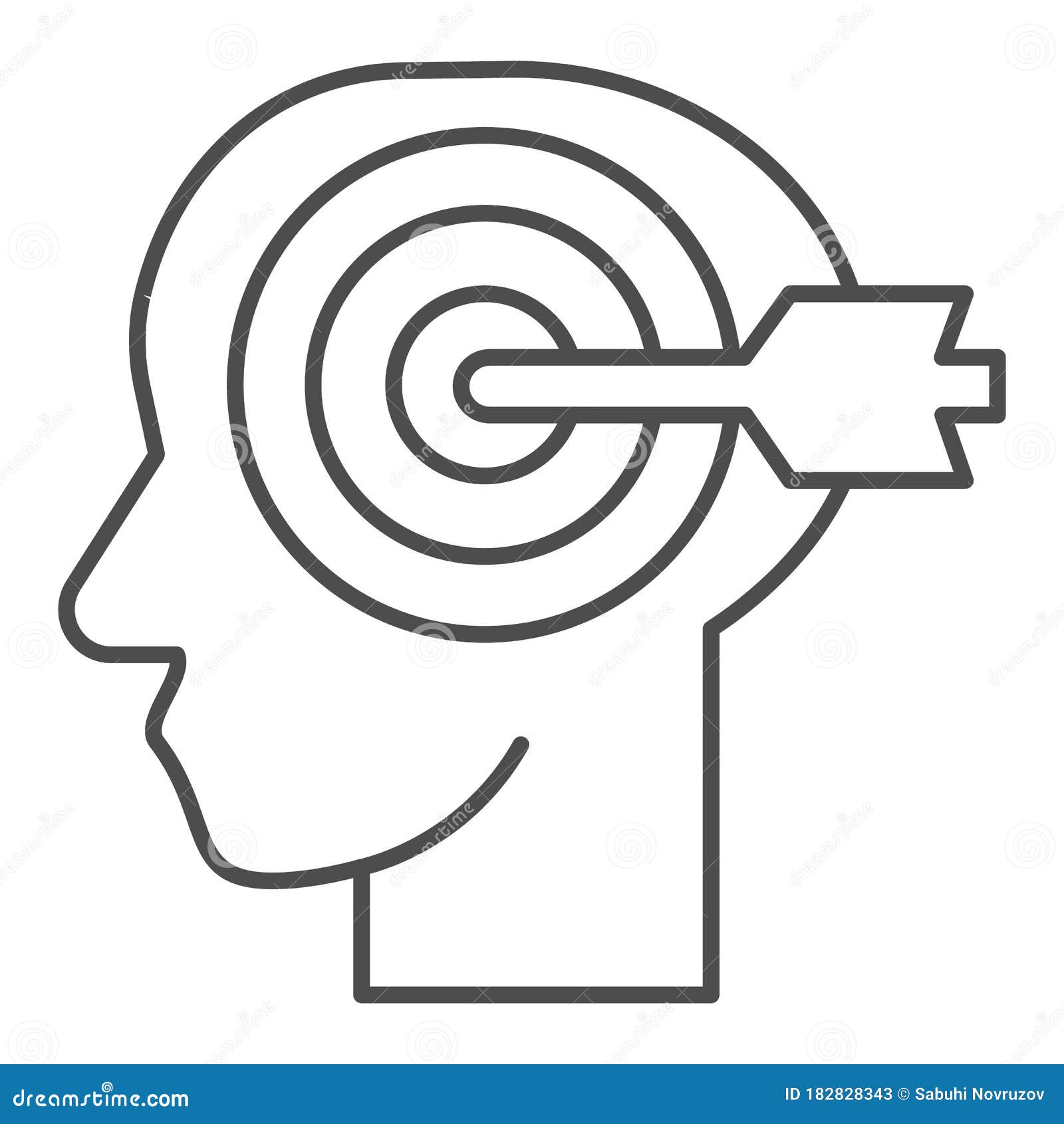Head with Target and Arrow Thin Line Icon. Personal Targeting with ... Head with Target and Arrow Thin Line Icon. Personal Targeting with ...