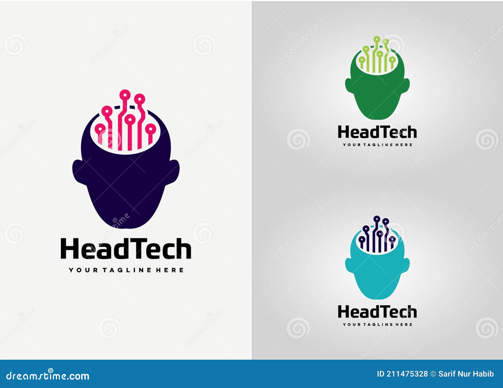 Head Tech Logo Design Template Stock Vector - Illustration of abstract ...