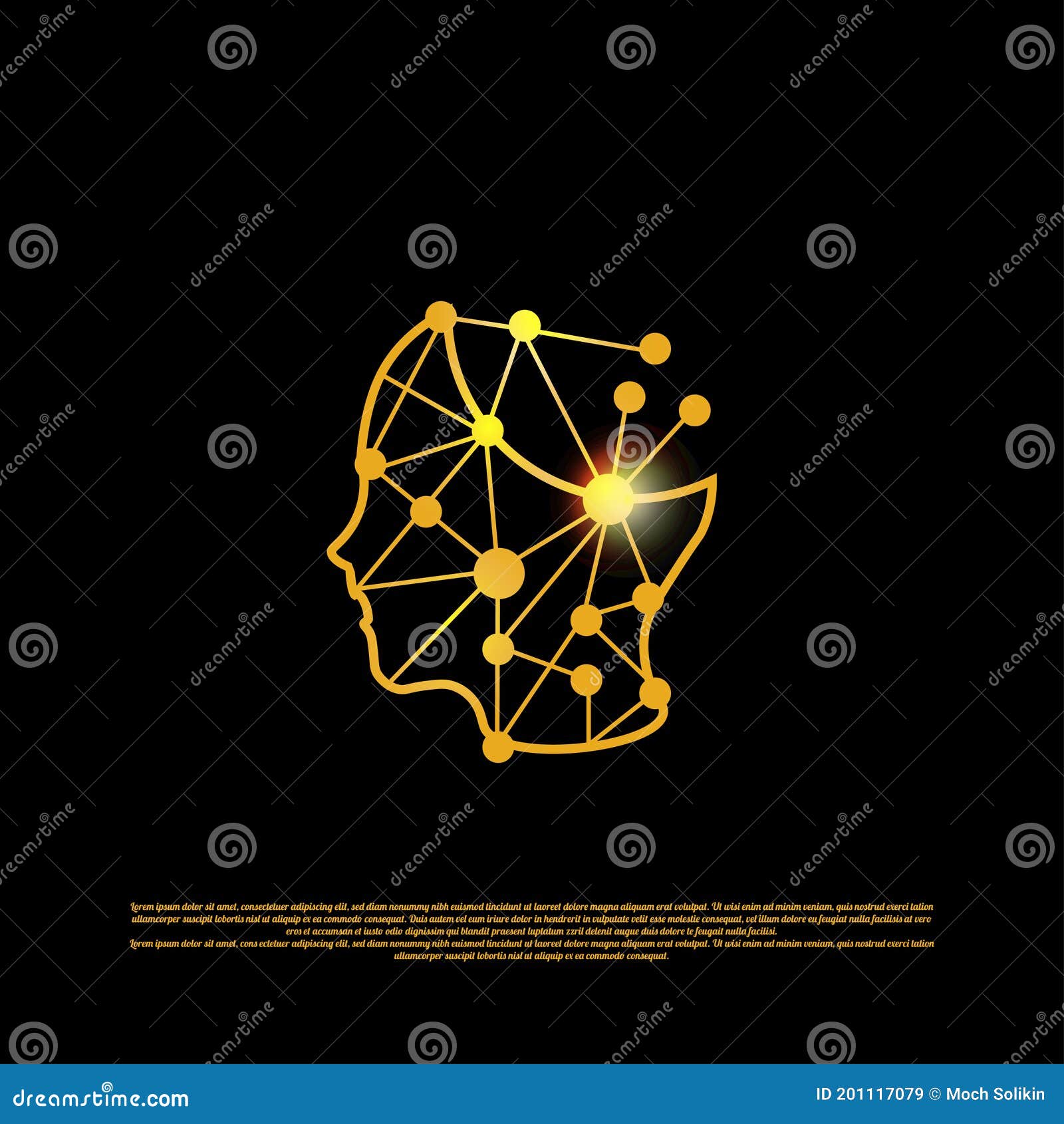Head Tech Logo with Gold Concept. Robotic Technology Icon. Networking ...
