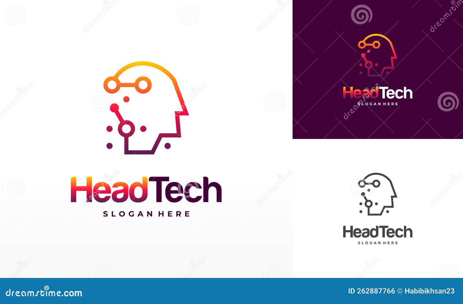 Head Tech Logo, Pixel Head Logo Concept Vector, Robotic Technology Logo Template Designs Vector ...