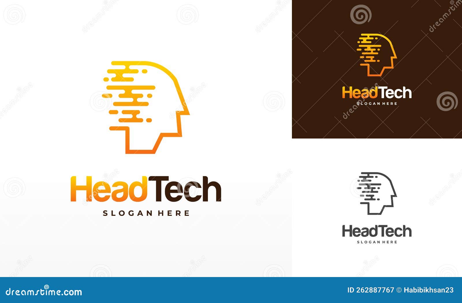 Head Tech Logo, Pixel Head Logo Concept Vector, Robotic Technology Logo Template Designs Vector ...