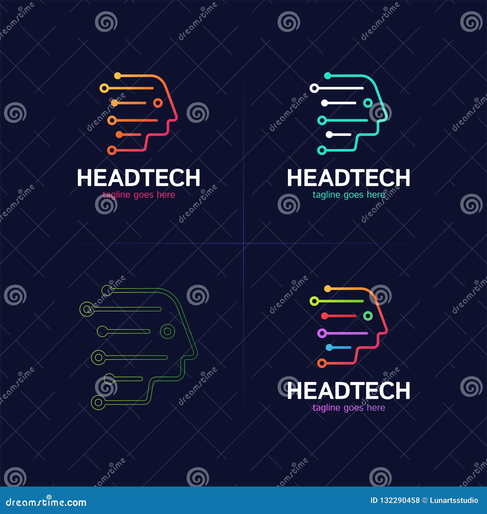 Head Tech Logo, Robotic Technology Logotype Template Designs Vec Stock ...