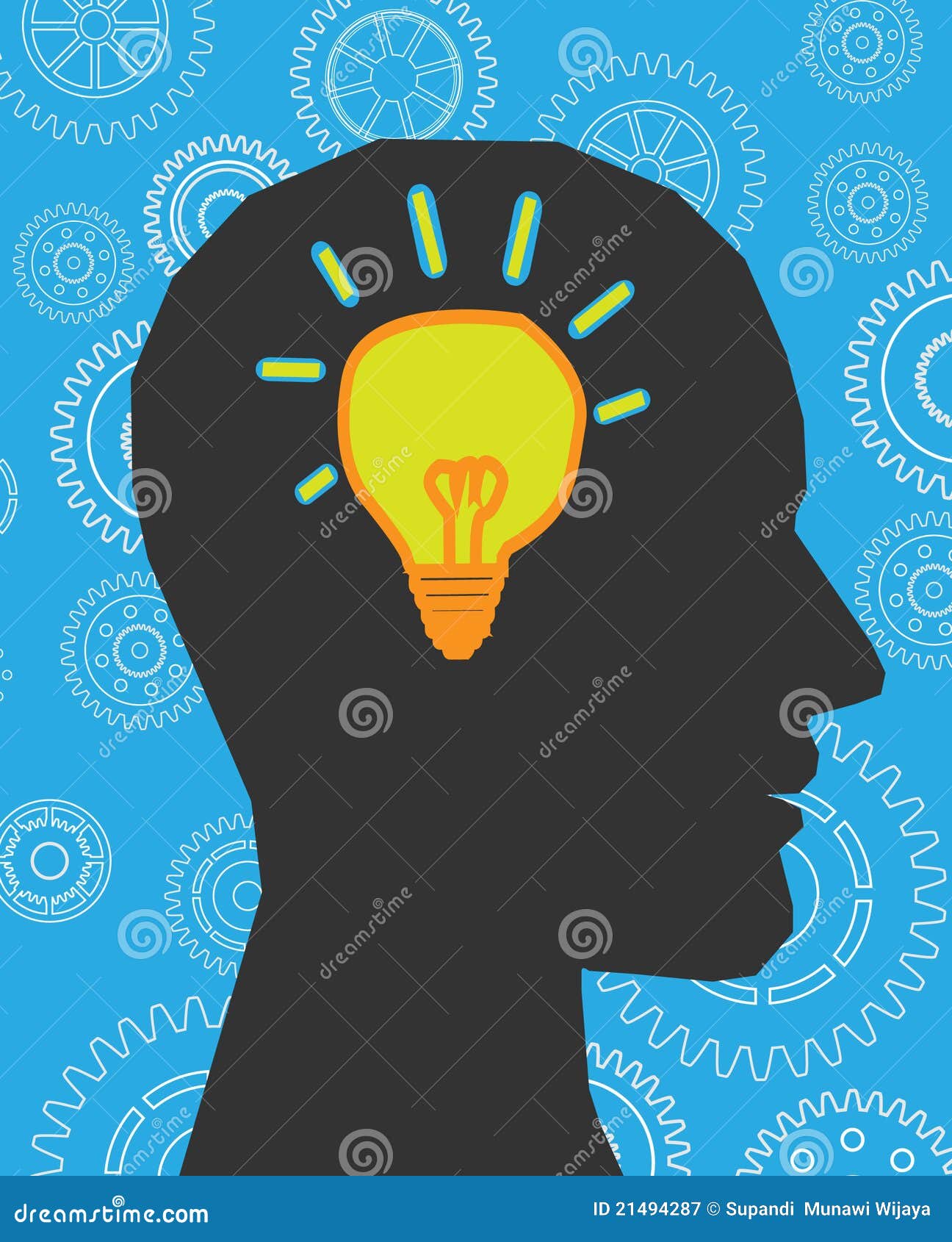 Head think lamp stock illustration. Illustration of male - 21494287