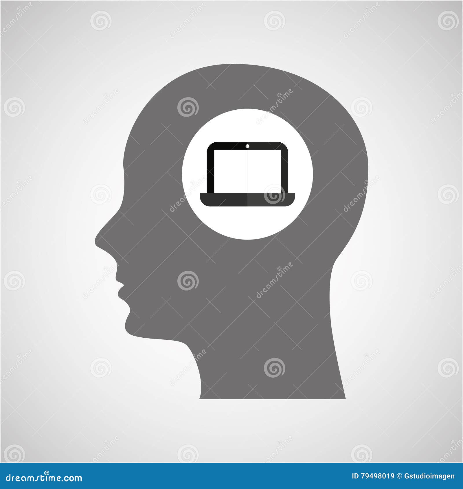 Head thinking design stock illustration. Illustration of laptop - 79498019