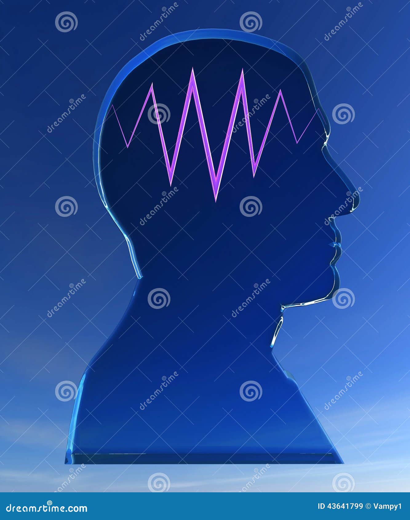 Head with thinking wave stock illustration. Illustration of person ...