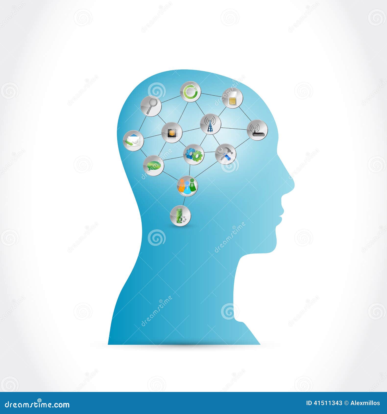 Head and Tools Link Brain Illustration Design Stock Illustration ...