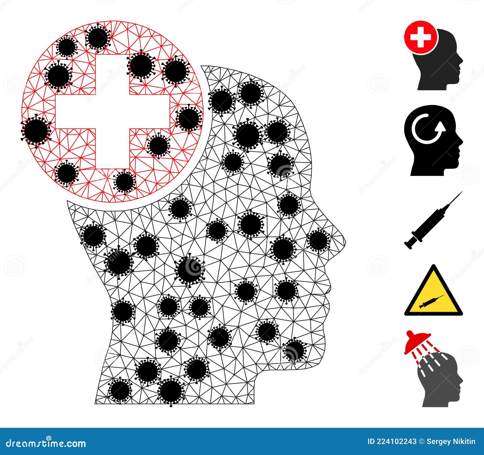 Head Treatment Triangulated Mesh Icon with Flu Centers Stock Vector ...