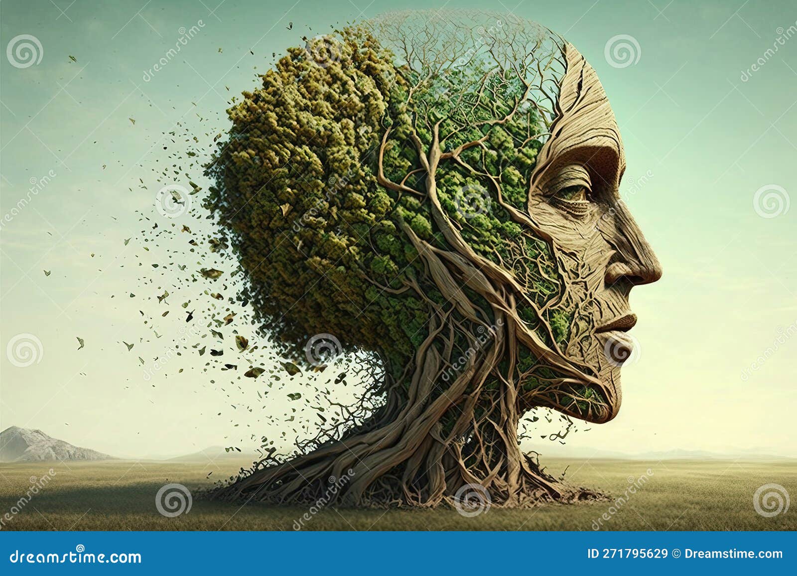 Head from the Tree. Generative Backdrop of Aerial View Trees Stock ...